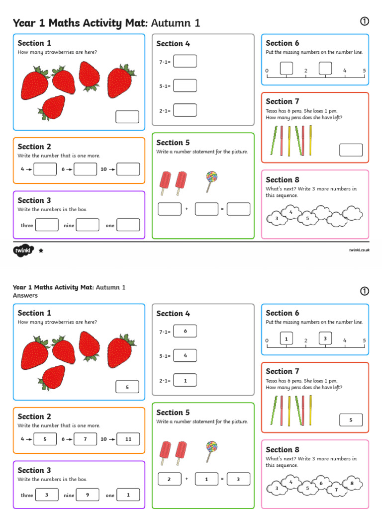 Y1 Maths Mat 1 | PDF