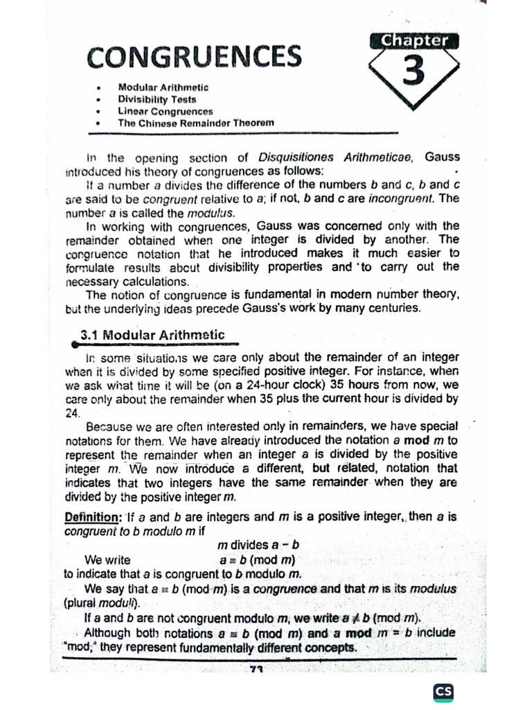 Number Theory (CHPTR #3) ) | PDF