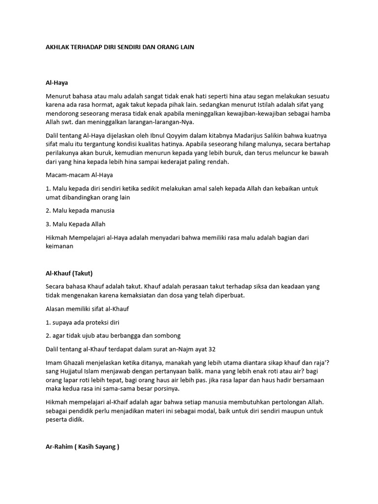 Resume Akidah Akhlak 4 | PDF | Agama & Spiritualitas