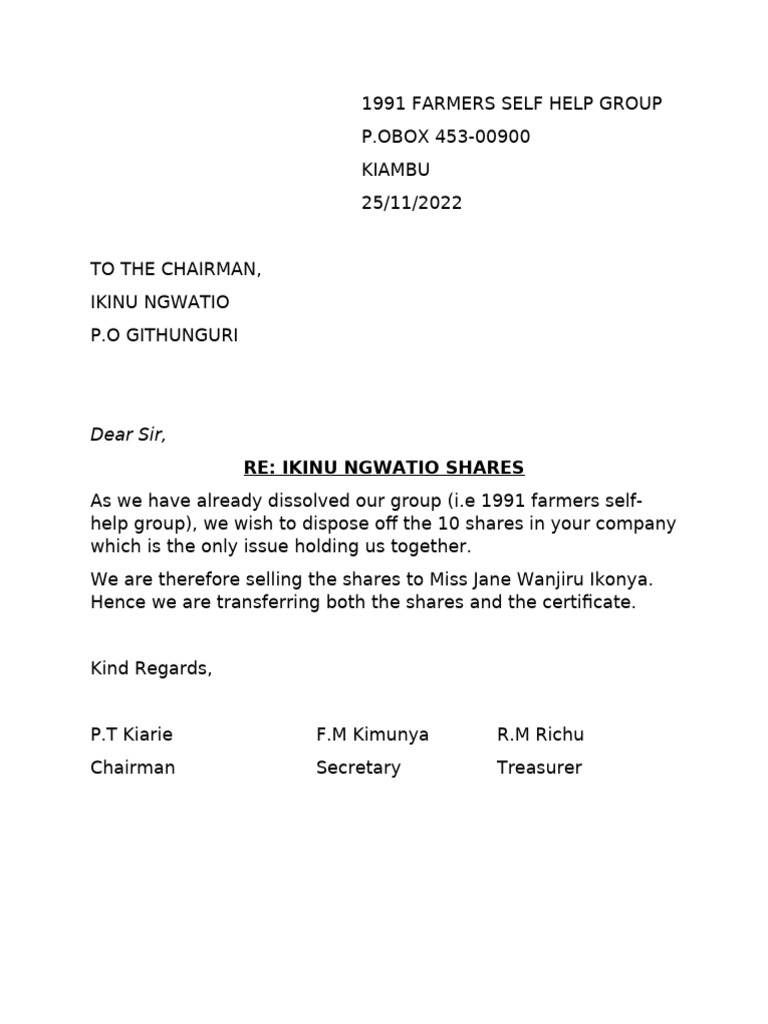 1991 Farmers Self Help Group Letter | PDF