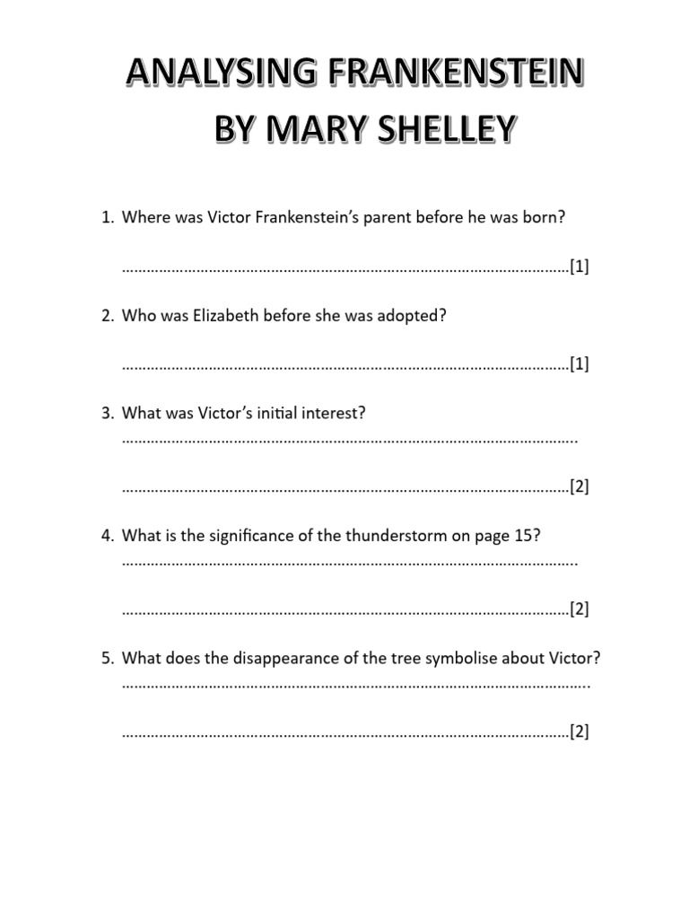 Analysying Frankenstein by Mary Shelley | PDF | Young Adult