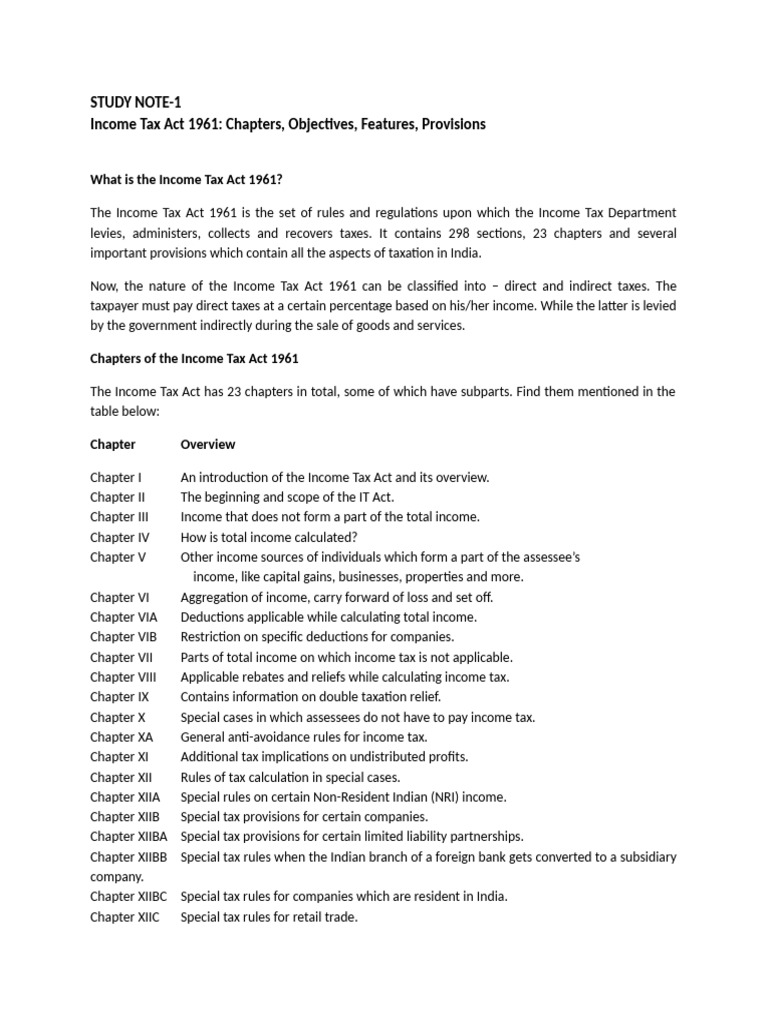 Basics of Income Tax Act 1961 | PDF | Income Tax | Taxes