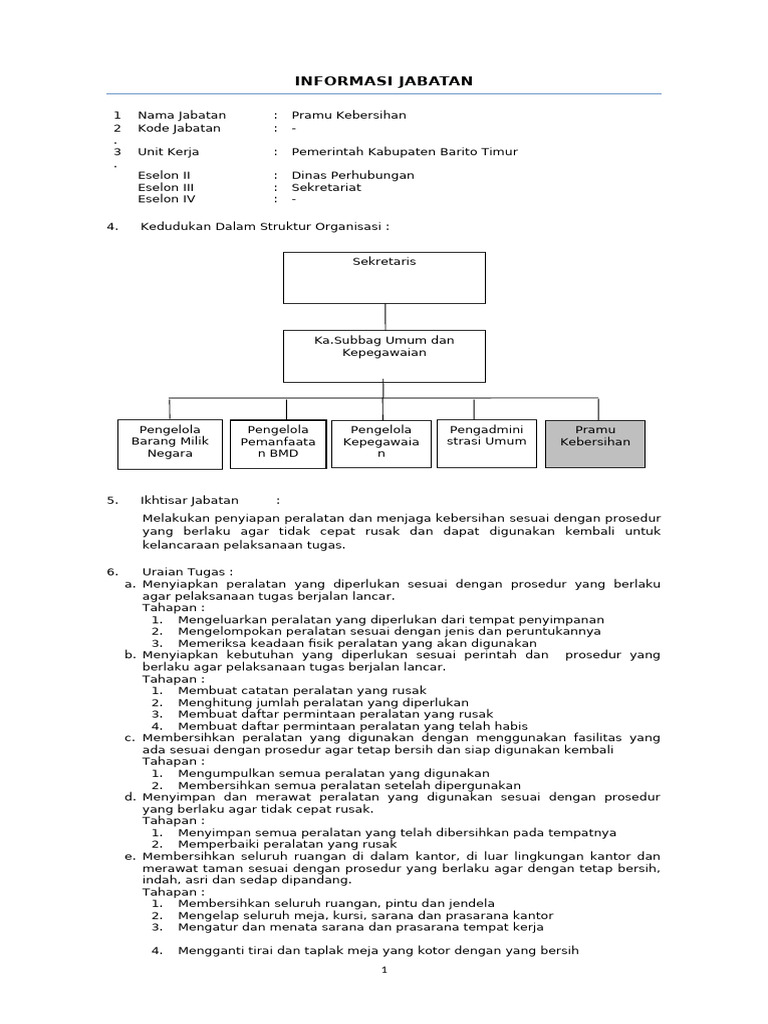 ANJAB Peramu Kebersihan | PDF