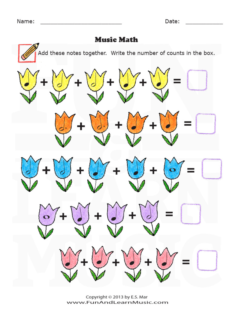 Music Worksheets Music Math 005 | PDF