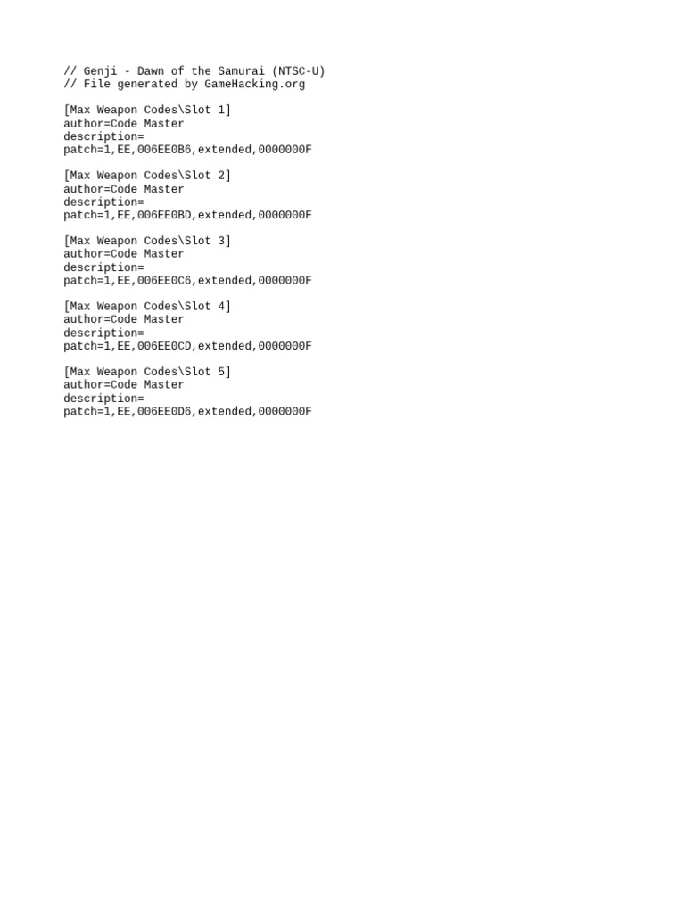 Genji Game Cheat Codes | PDF | Games & Activities