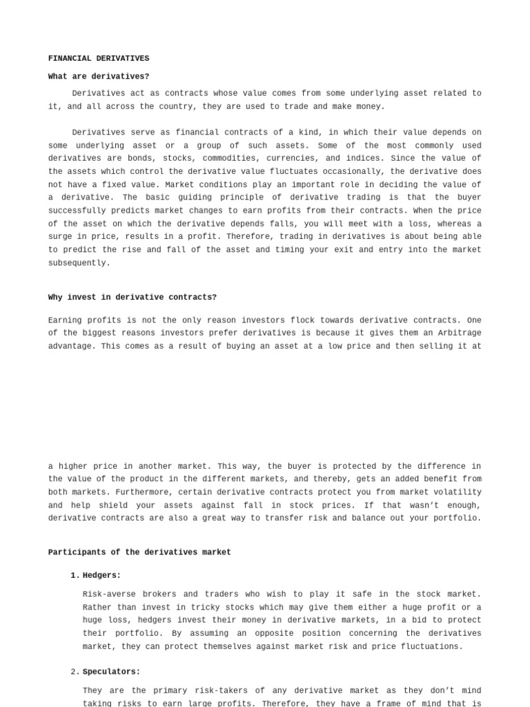 Financial Derivatives 2024 2025 | PDF | Derivative (Finance) | Hedge ...