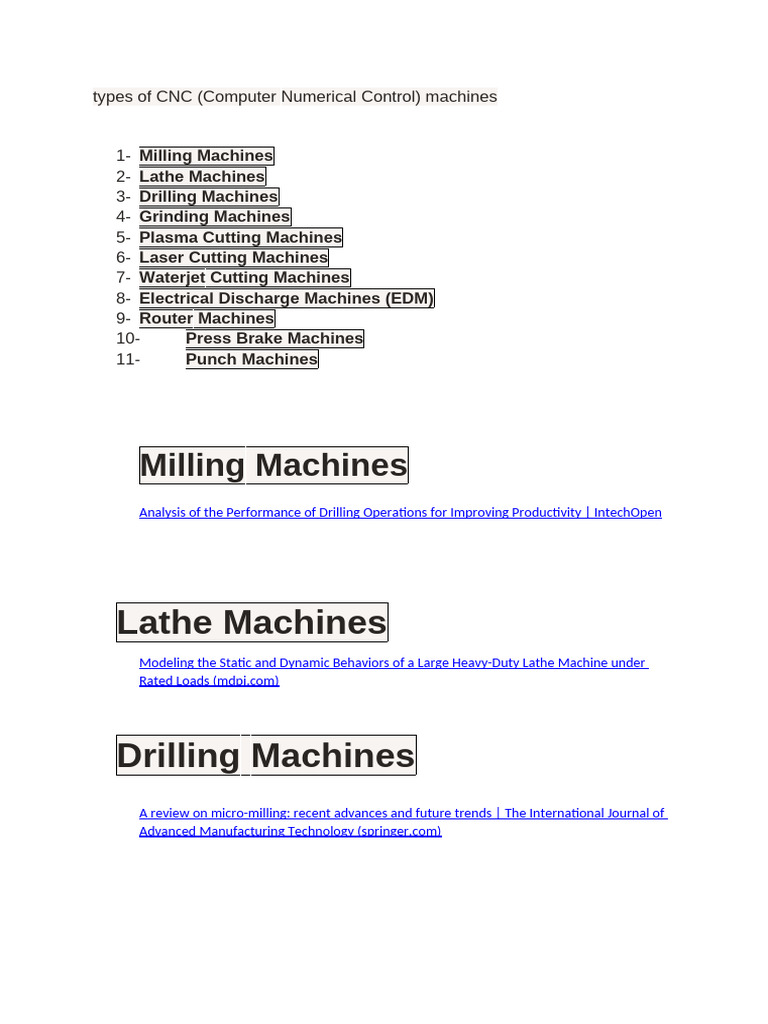 Types of CNC Machine | PDF