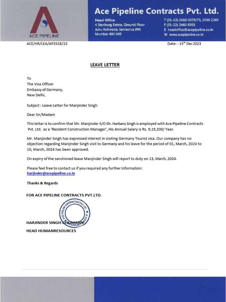 Leave Letter | PDF
