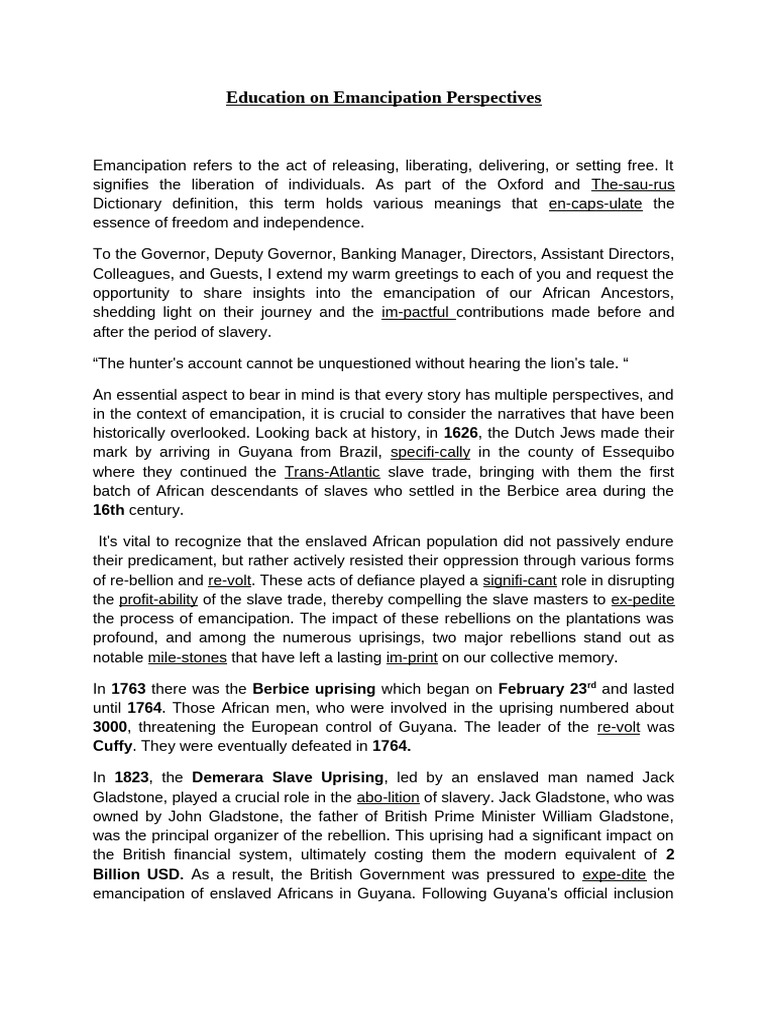 Emancipation Perspectives 68 | PDF | Abolitionism | Slavery