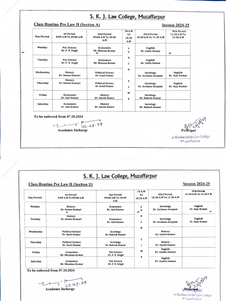 Routine B.A.LL.B.2,3,4,5, LL.B.2 & 3. | PDF | Private Law | Justice