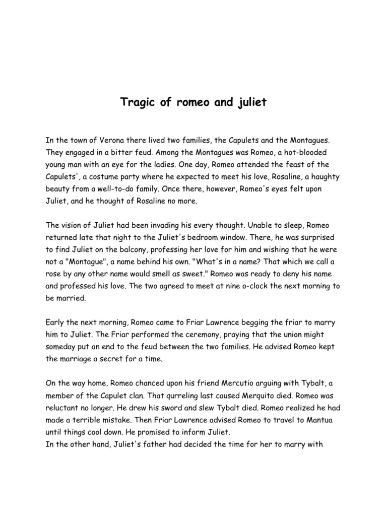 Tragic of Romeo and Juliet | PDF