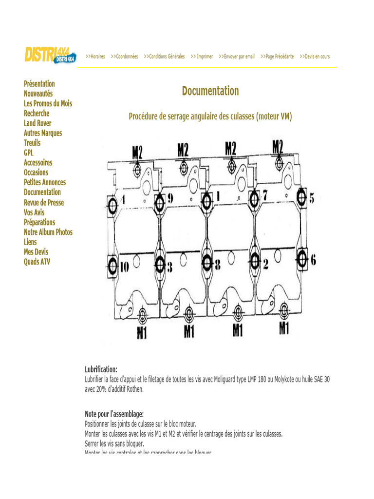 Couple Serrage Culasse VM | PDF