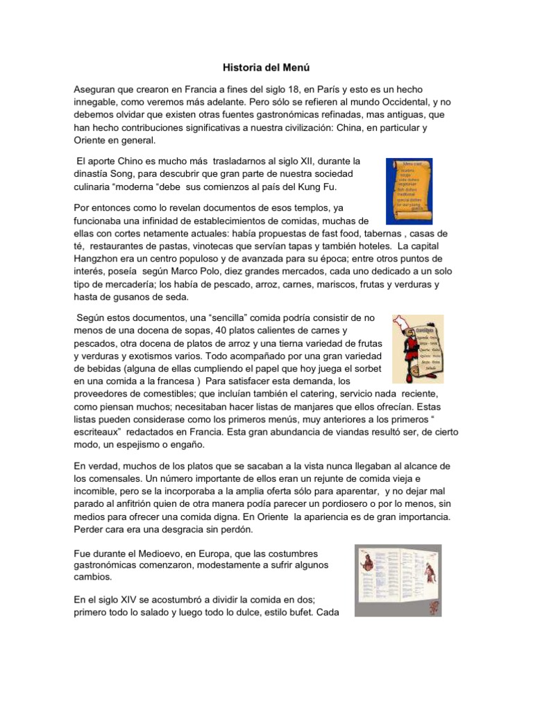 Evolución del Menú en Restaurantes | PDF