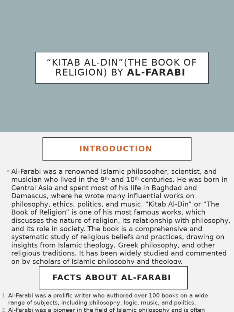 Al-Farabi's Kitab Al-Din: Religion Explained | PDF | Morality | Virtue
