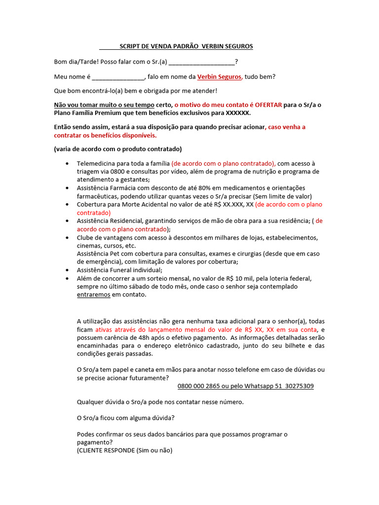 Telefone e Benefícios Verbin Seguros | PDF | Finanças e Administração ...