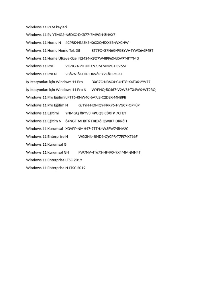 Windows 11 Retail Keyleri | PDF
