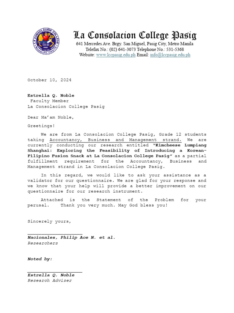 Group 2 Letter For Validators | PDF