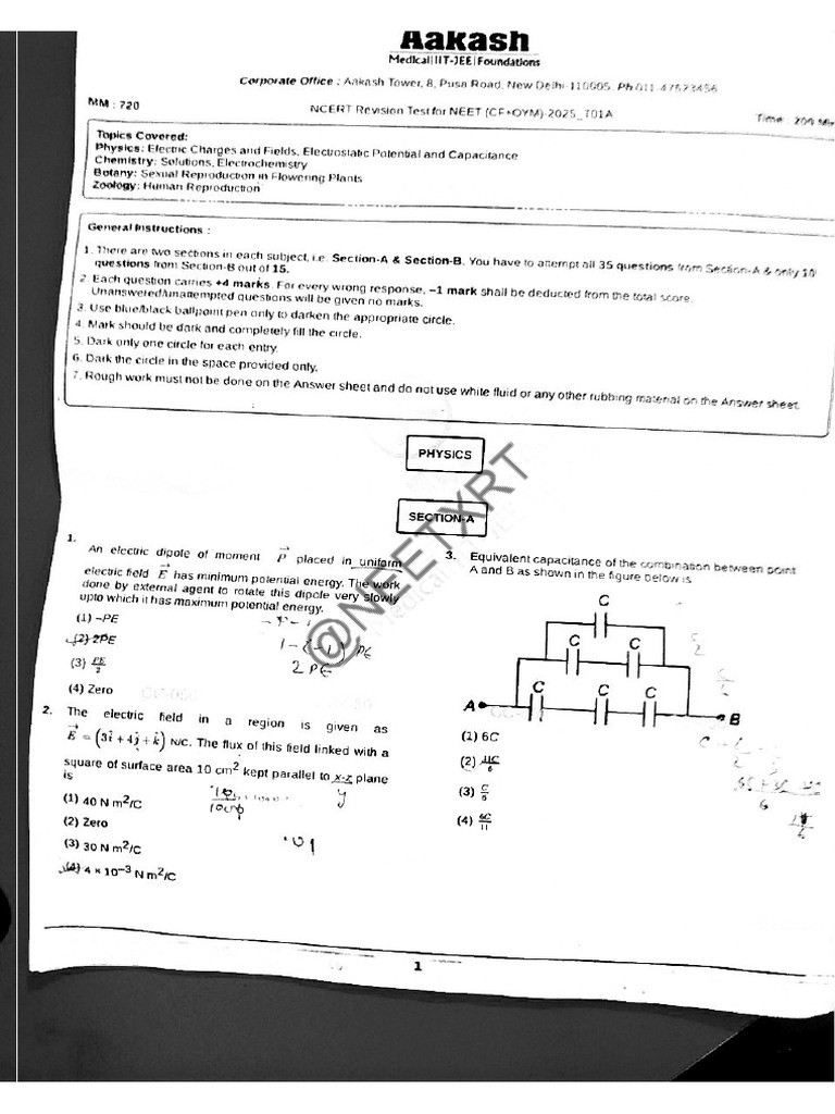 NRT 01 Oym Question Paper by @neetxrt | PDF