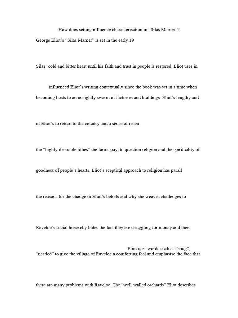 Igcse Analysis Piece Prose | PDF | Silas Marner