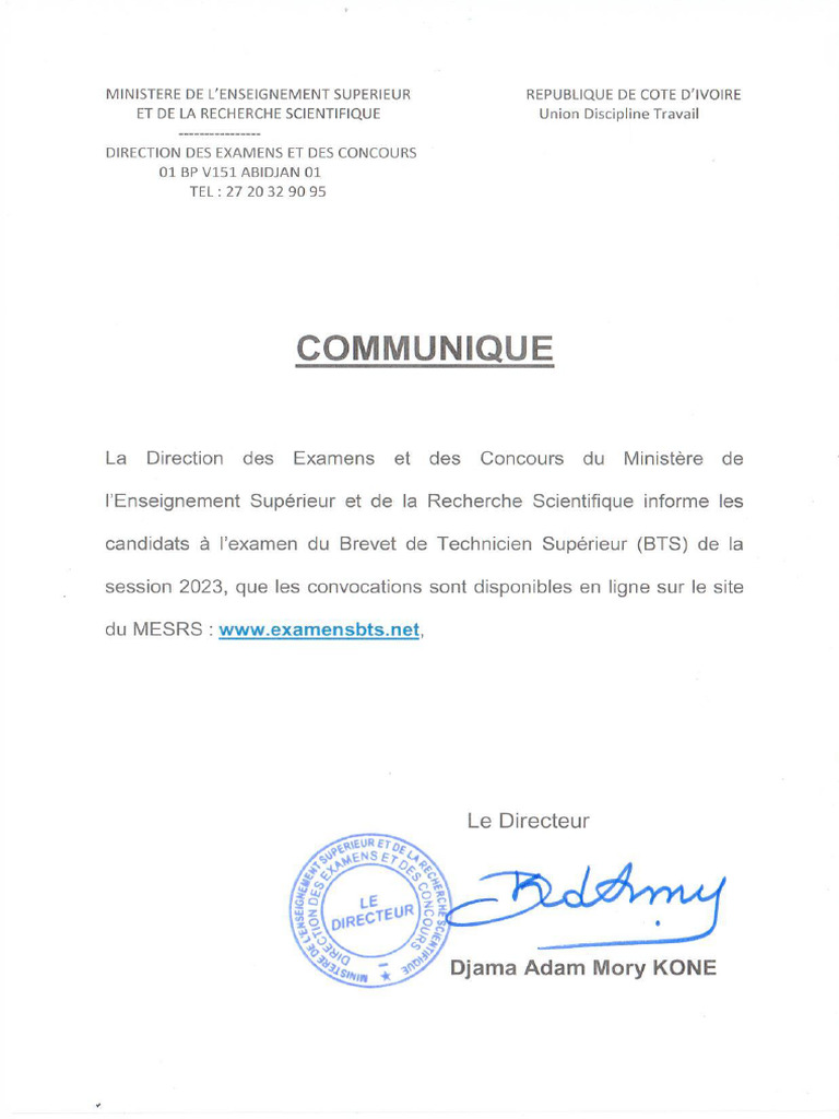 Bts 2023 Communique Consultation Convocation Candidats | PDF