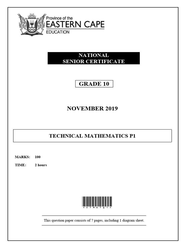 TECH MATHS P1 GR10 QP NOV2019 - Eng D | PDF | Interest | Arithmetic TECH MATHS P1 GR10 QP NOV2019 - Eng D | PDF | Interest | Arithmetic