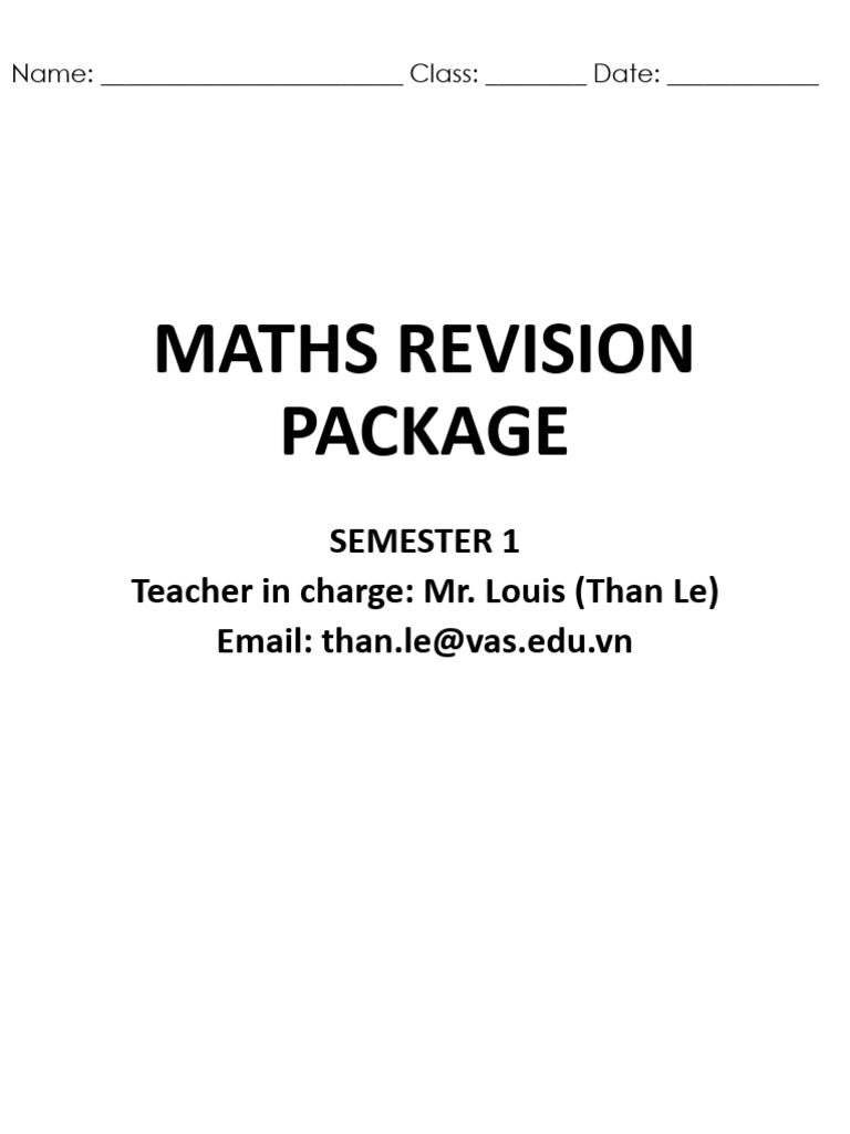 Math Stage 3 - Revision Pack 1 | PDF