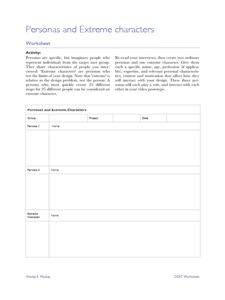 2019 Doit Worksheet Personas | PDF