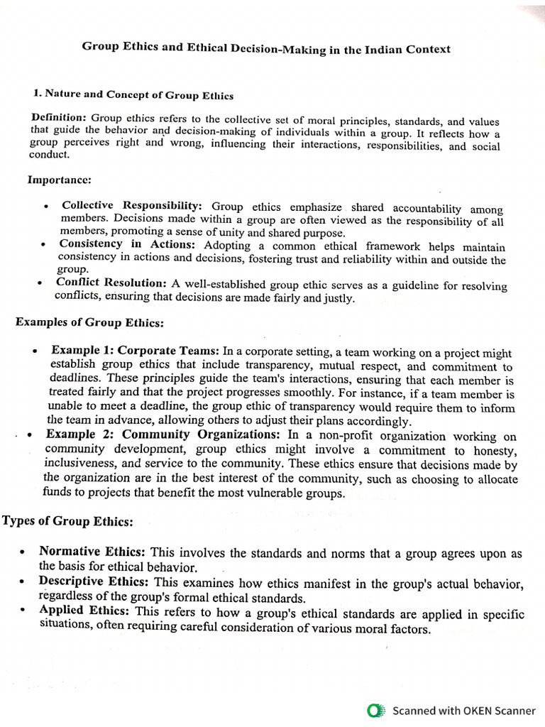 Group Ethics and Ethical Decision Making | PDF
