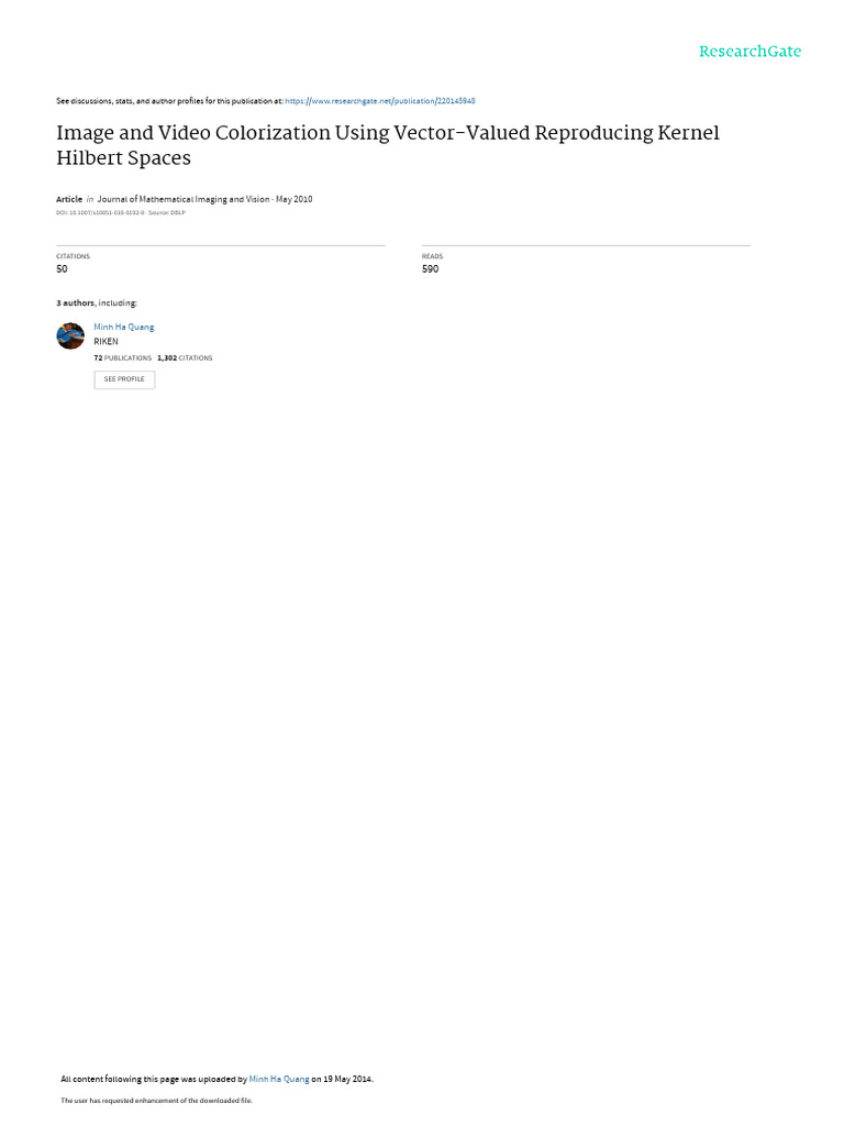 Image and Video Colorization Using Vector-Valued R | PDF | Functional Analysis | Linear Algebra