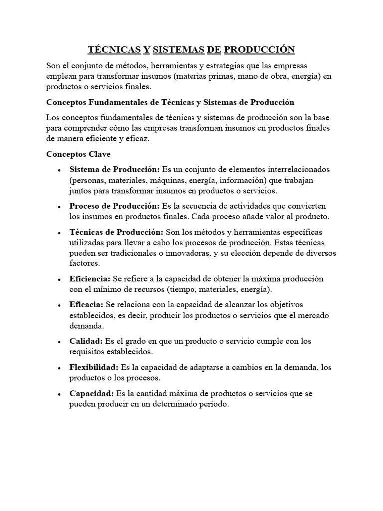 TÉCNICAS Y SISTEMAS DE PRODUCCIÓN | PDF | Lean Manufacturing ...