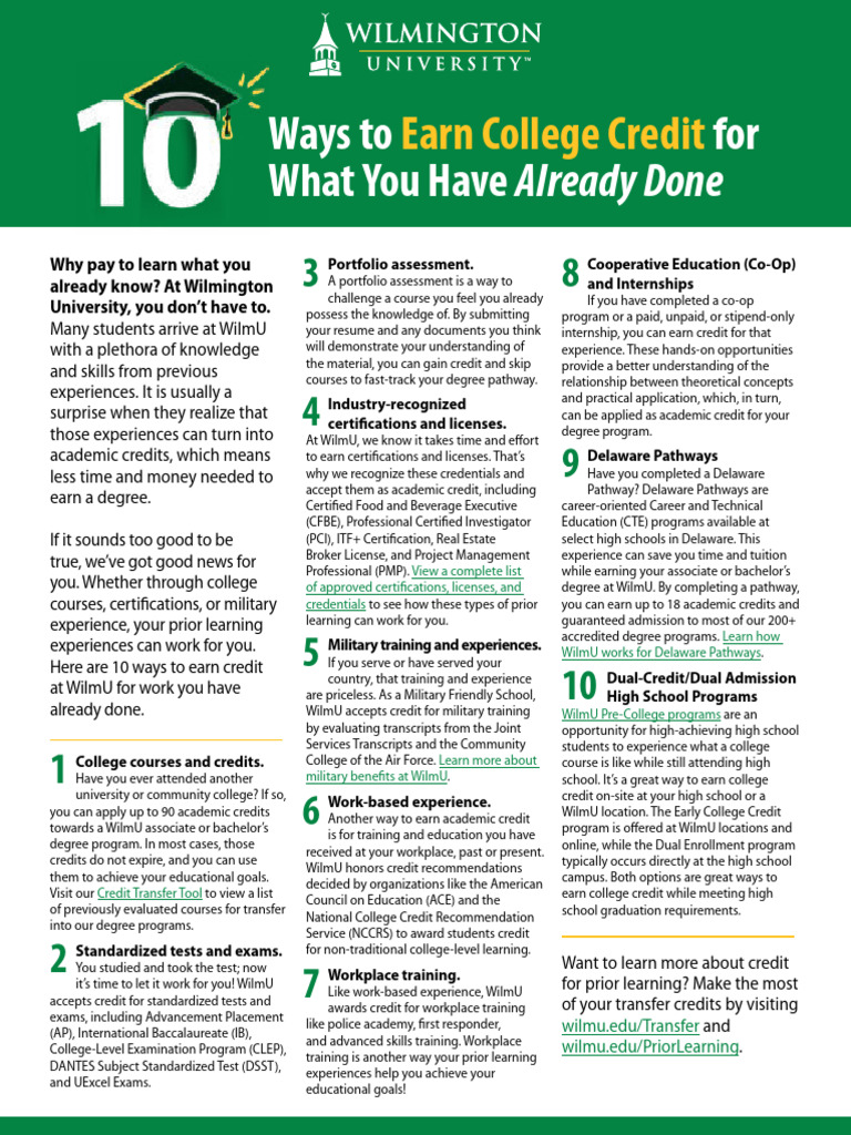 Ten-Ways-Earn-Academic-Credit | PDF | College Level Examination Program ...