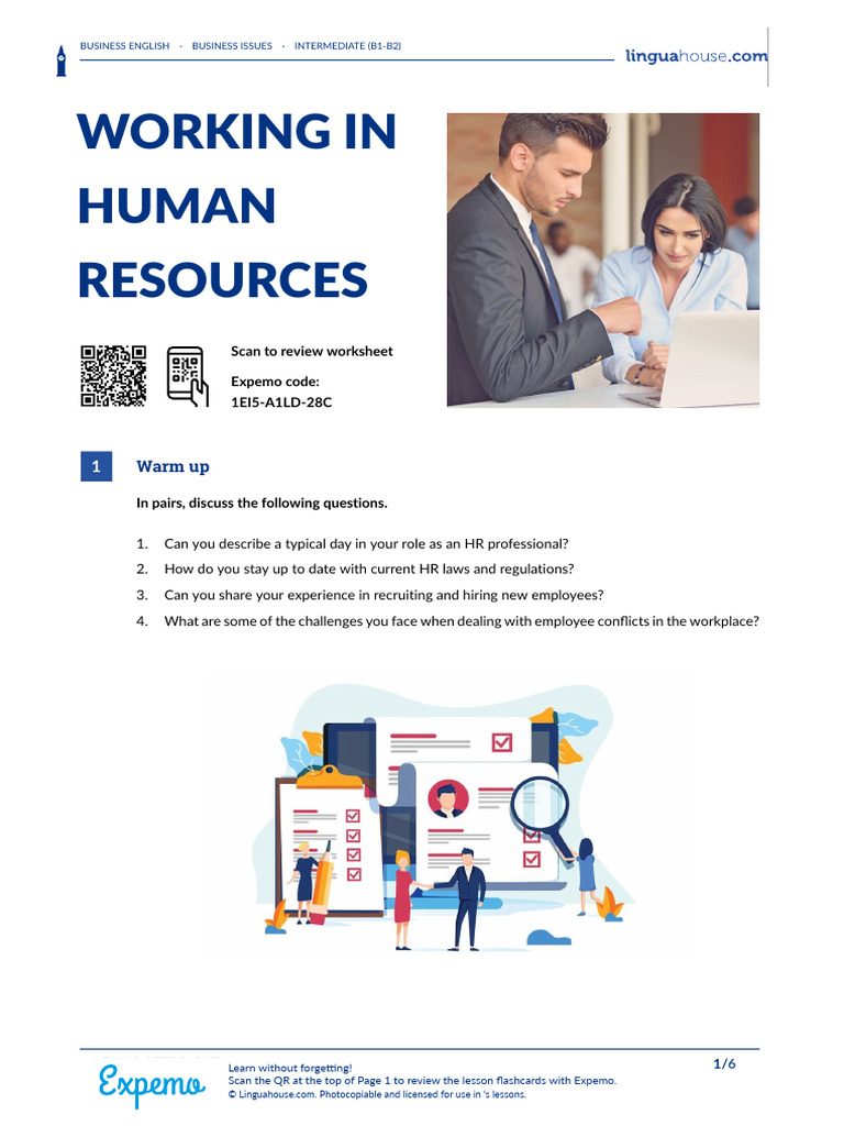 Working in Human Resources British English Teacher | PDF | Human ...