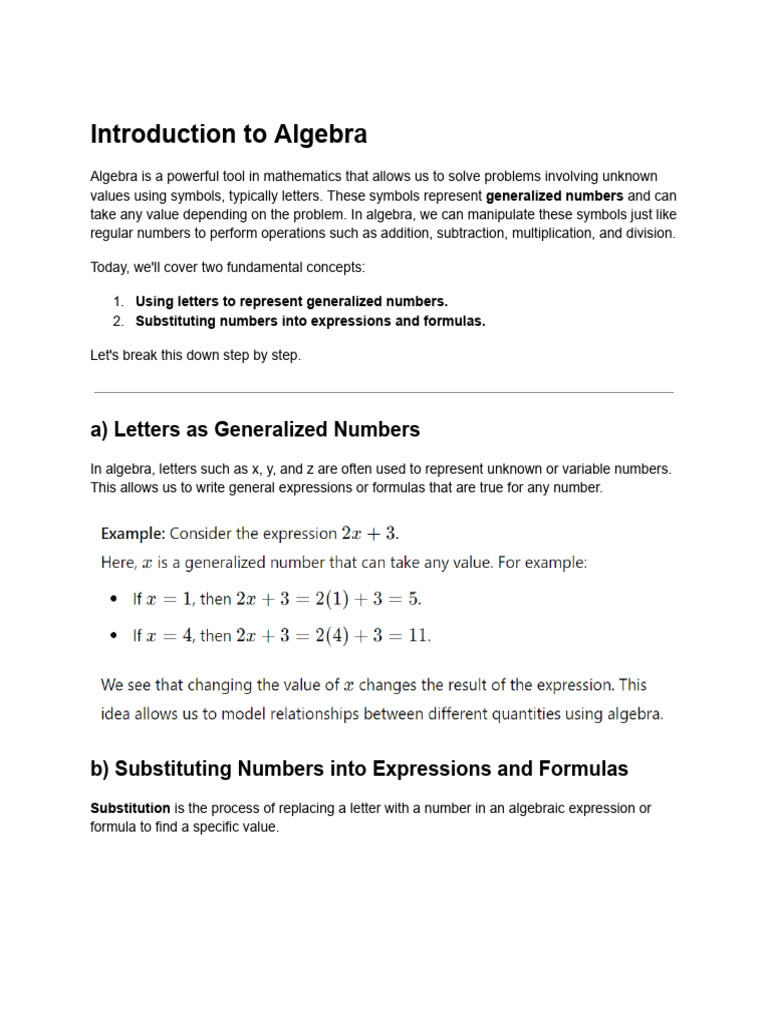 Introduction To Algebra | PDF