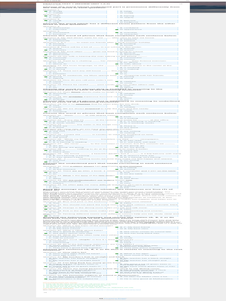 Practice Test 1 (Review Unit 1,2,3) | PDF