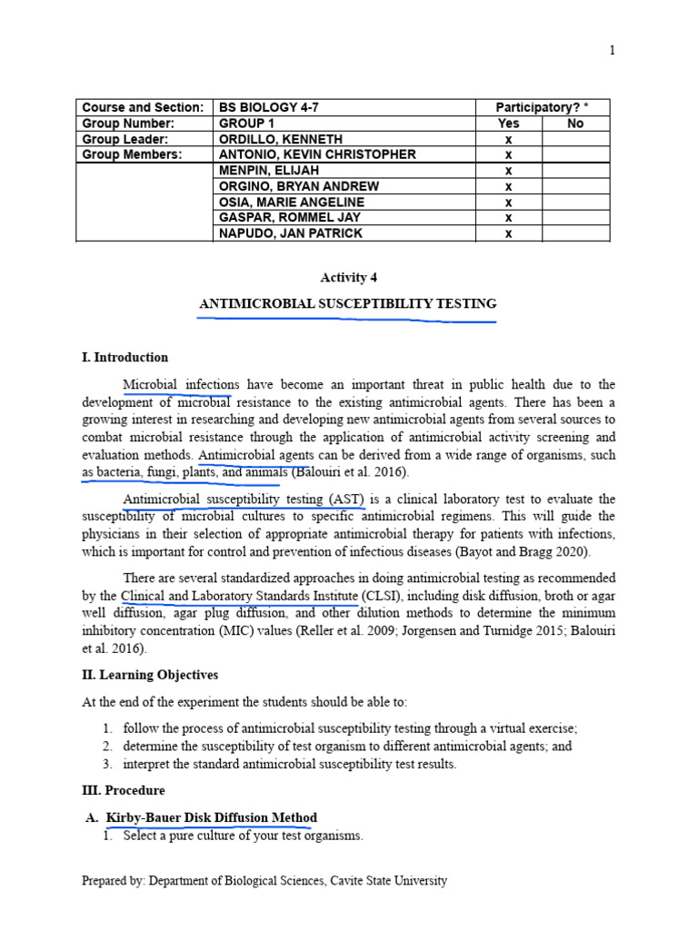 Antimicrobial Susceptibility Testing Guide | PDF | Medical Specialties ...