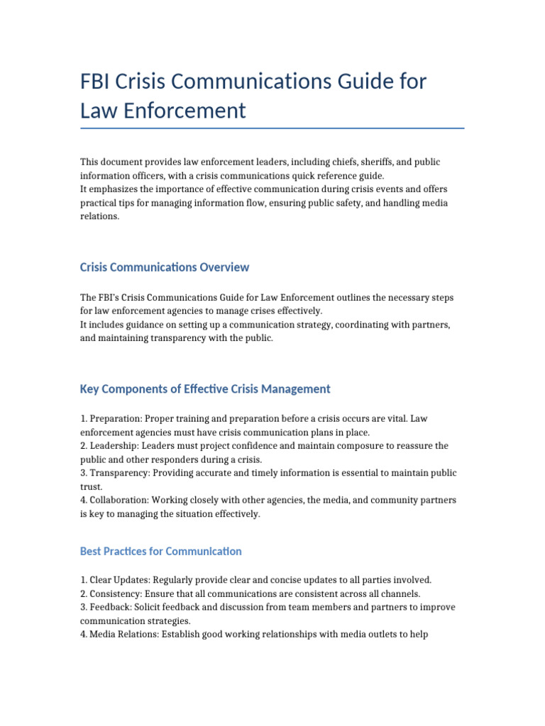 FBI Crisis Communications Guide | PDF