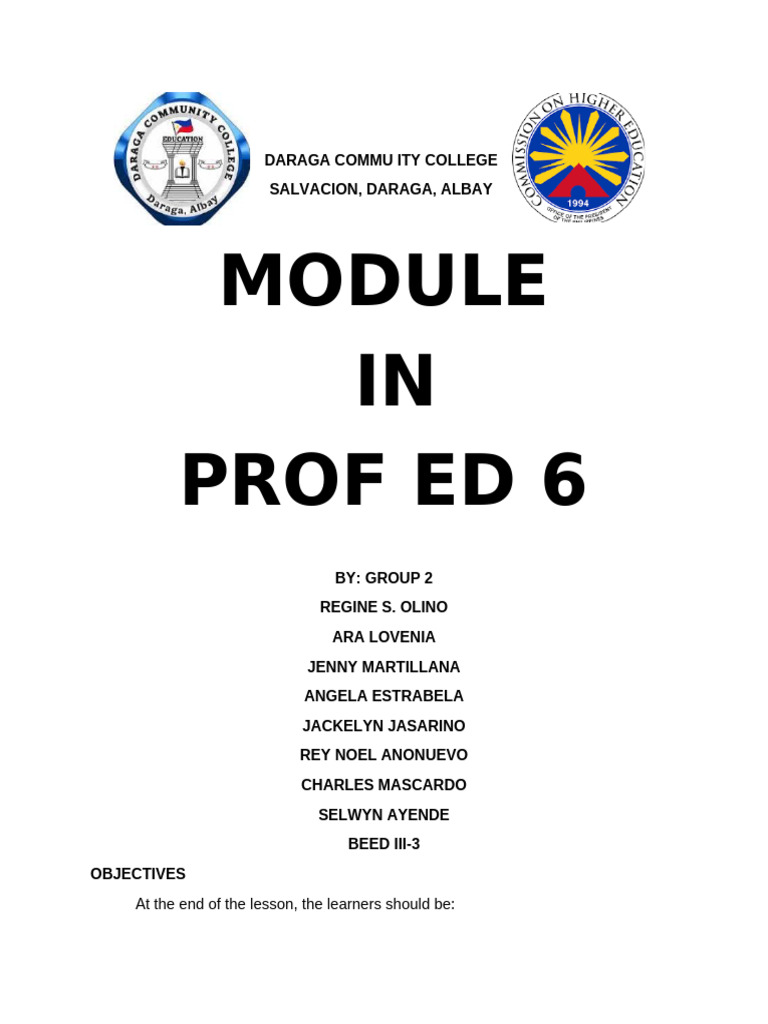 Module Prof Ed 6 G2 NT | PDF | Learning | Metacognition
