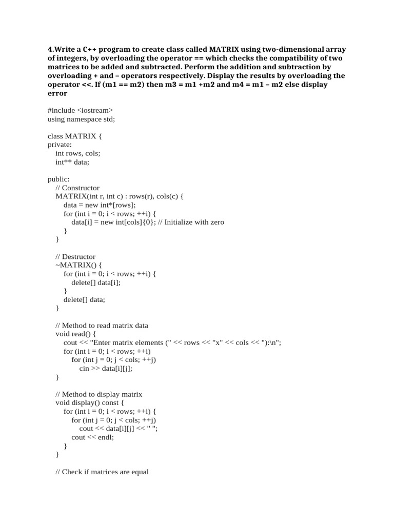 Program 4 | PDF | Matrix (Mathematics) | Object Oriented Programming