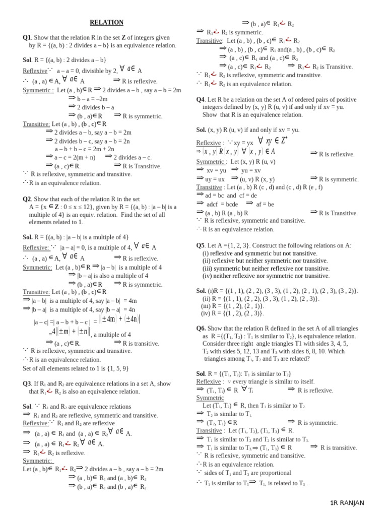 1. RELATION | PDF | Mathematical Logic | Mathematical Concepts