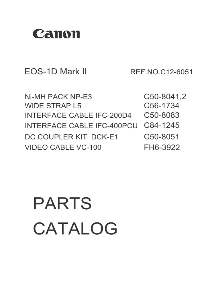 EOS-1D Mark II Parts Catalog | PDF | Electrical Connector | Photography ...