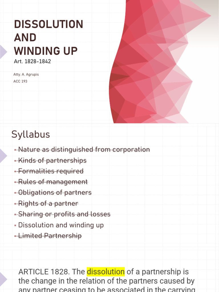 Partnership Dissolution and Winding Up | PDF | Liquidation | Partnership