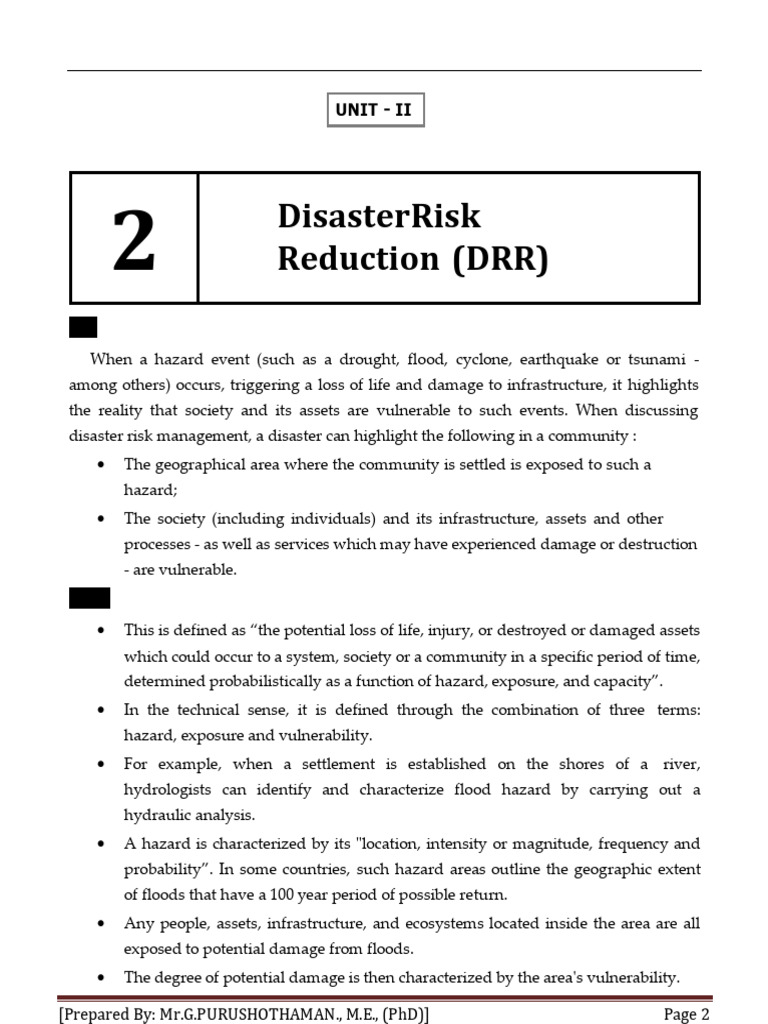 Mx3084 DRRM Unit-II | PDF | Disaster Risk Reduction | Crisis Management