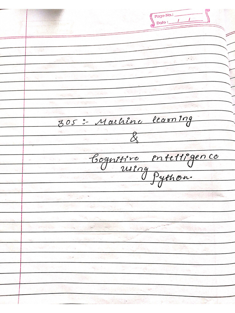 305 Machine Learning And Cognitive Intelligence Using Python Pdf