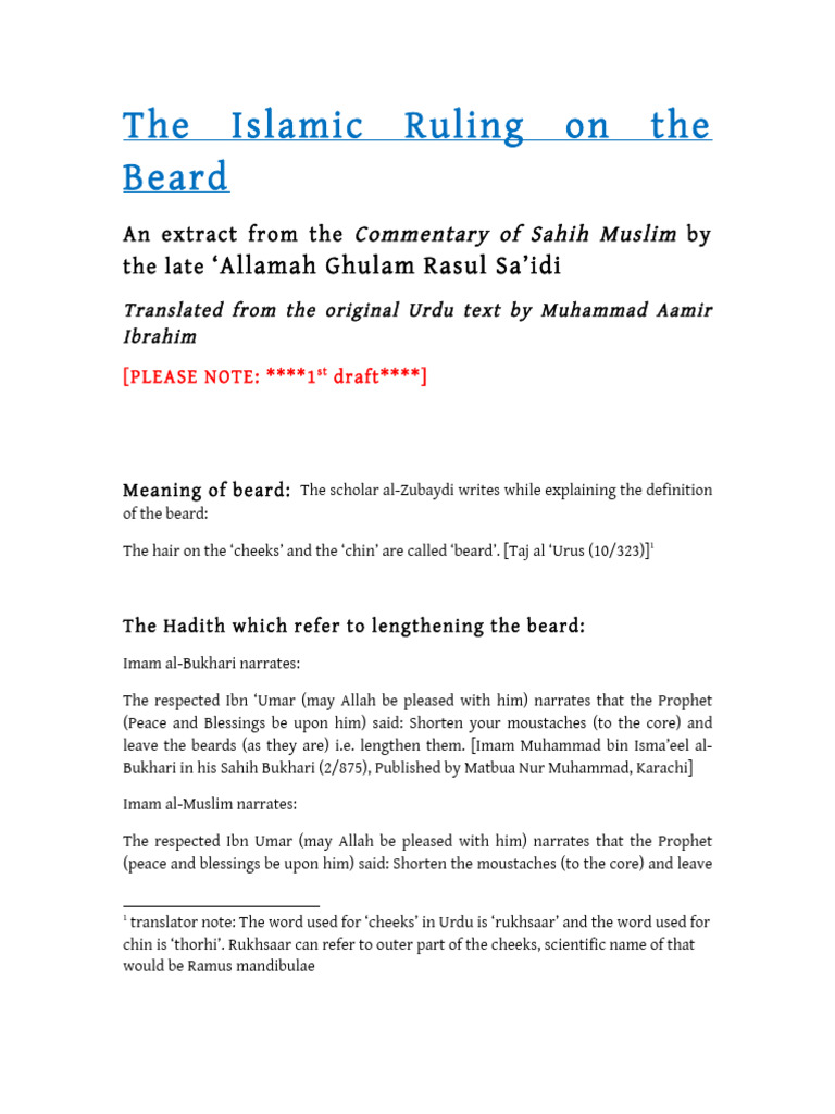 The-Islamic-Ruling-on-Beard 1st draft | PDF | Hadith | Muhammad