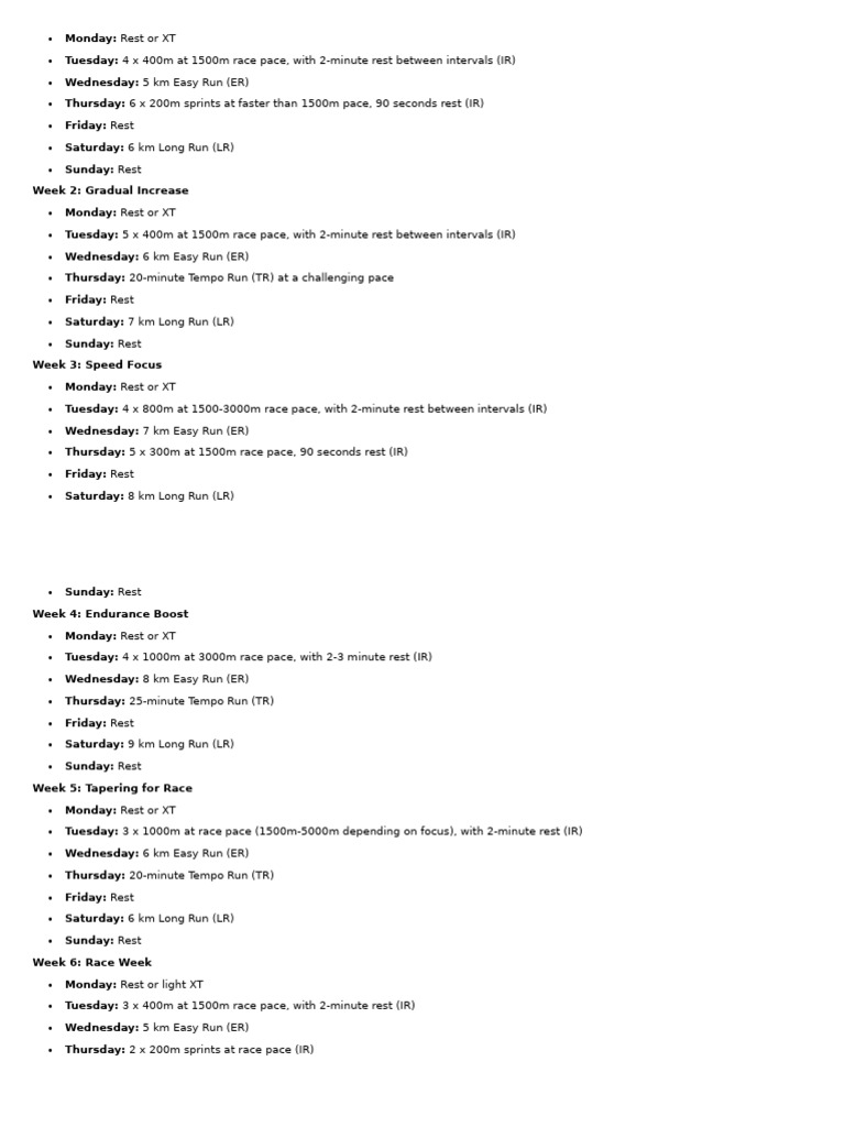 3000m Training Plan Overview | PDF | Sports & Recreation | Wellness