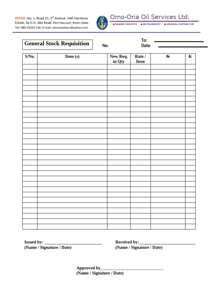 General Stock Requisition - Docx 1 | PDF