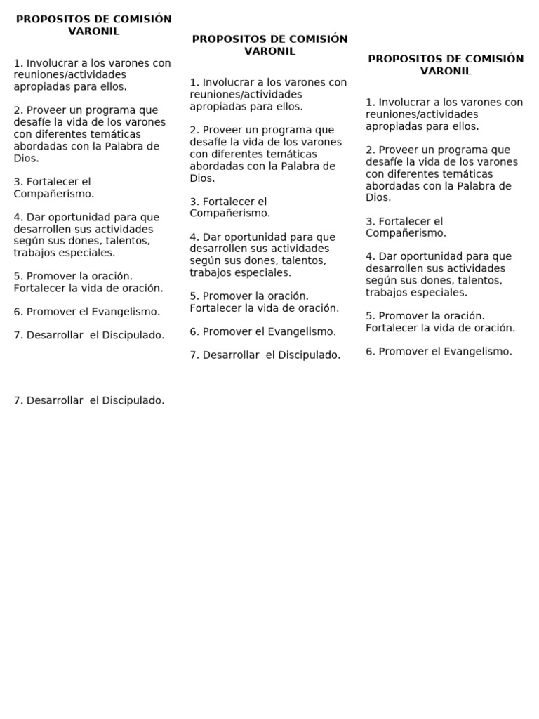 Reunion Varonil Propositos | PDF