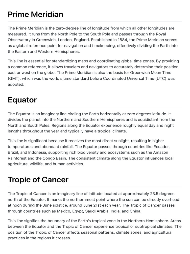 2 Important Lines of Earth | PDF | Equator | Tropics