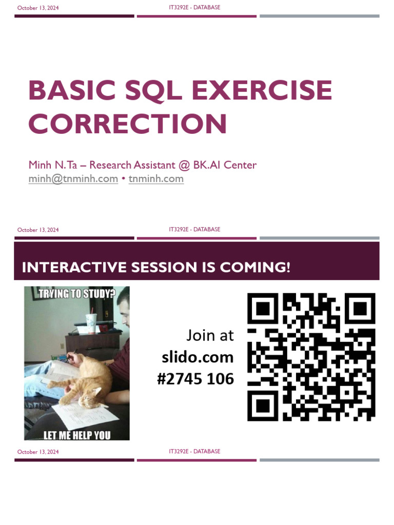 Basic SQL Exercise Correction | PDF | Information Science | Sql