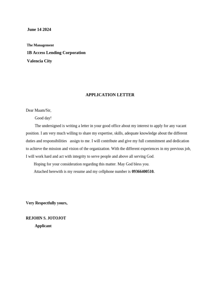 Application Letter Edon | PDF | Career & Growth